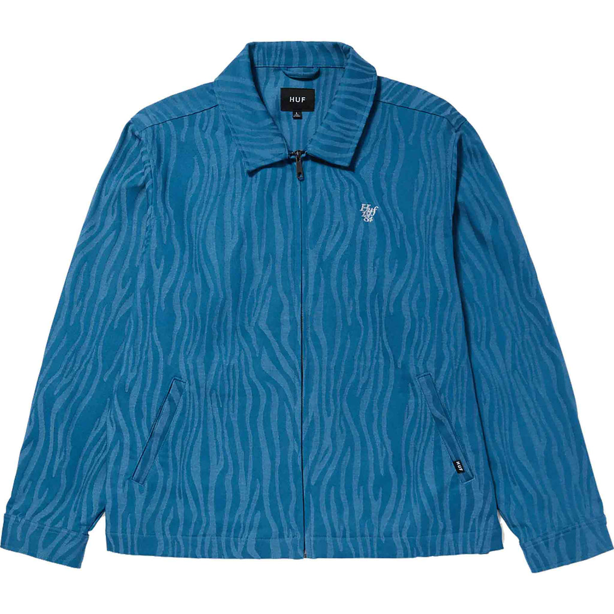 Huf Jacquard Tiger Work Jacket Oil Blue – Sanction Skate And Snow